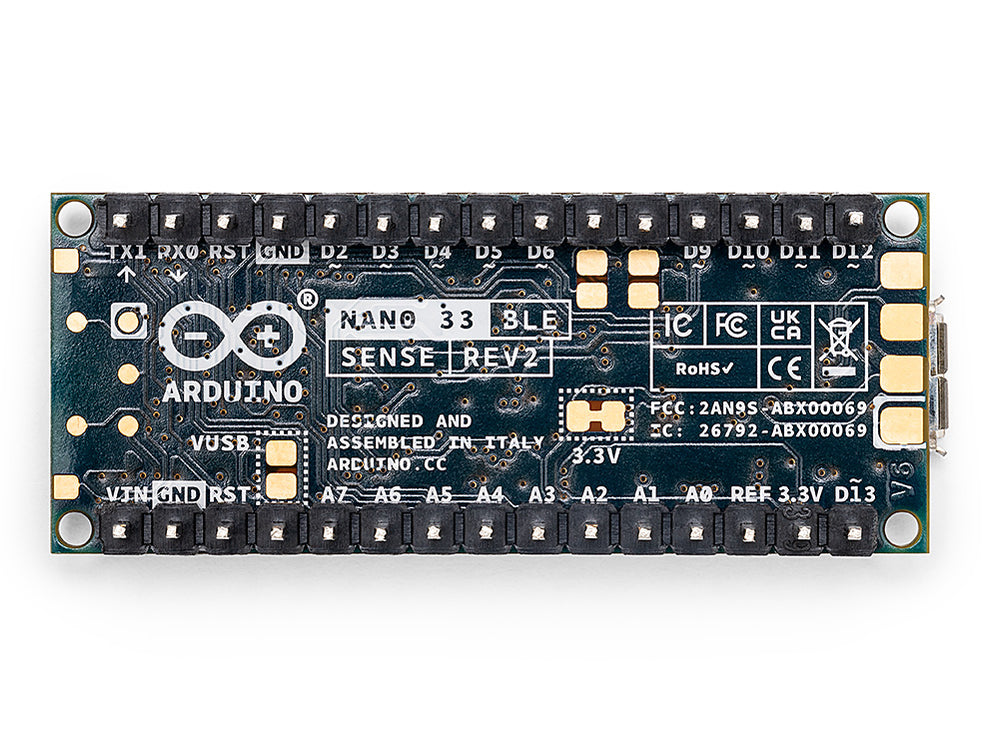 Arduino Nano 33 BLE Sense Rev2 with Headers | IoT Board — Arduino ...