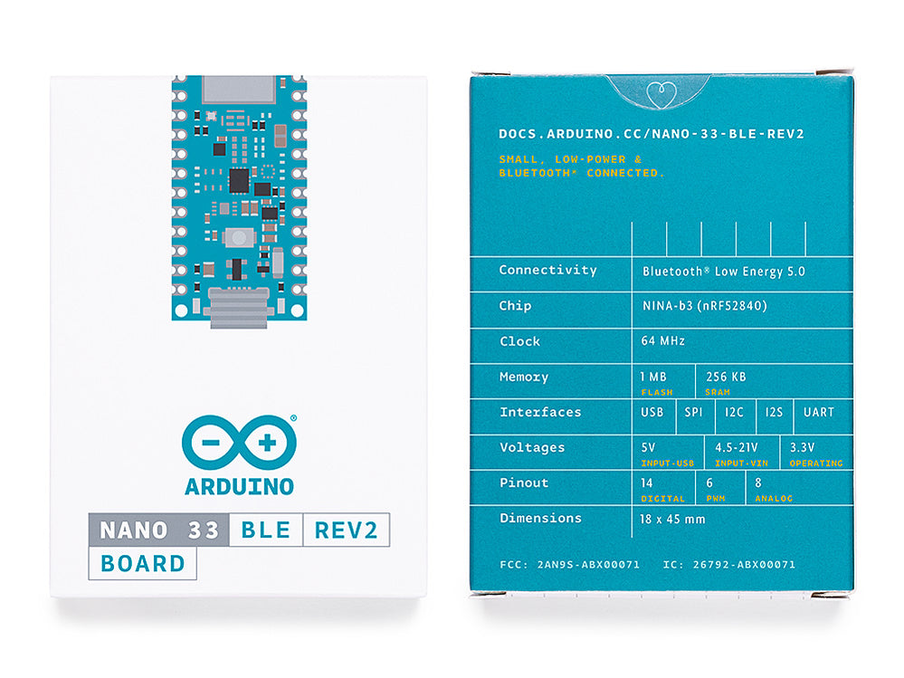 Arduino Nano 33 BLE Rev2 – Compact Board with Bluetooth Low Energy — Arduino Online Shop